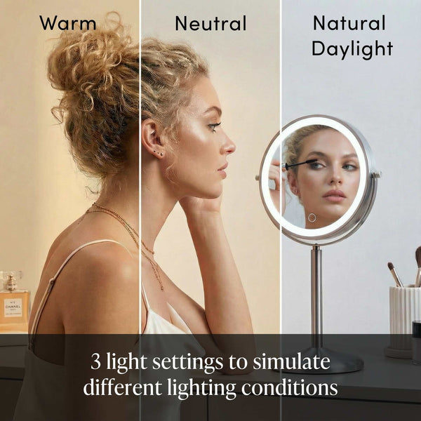Hailey 9-Inch Double Sided Makeup Mirror with Lights - Fancii – Fancii ...